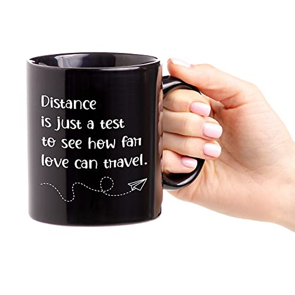 Personalized Long Distance Friendship Coffee Mug, Customized Best Friend Mugs, Distance is Just a Test, Custom Names, State to State, Long Distance Family Relationship Gifts Black Coffee Mug