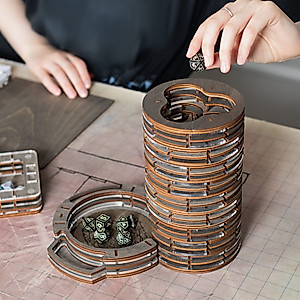 SMONEX Dice Tower Compatible with Dungeons and Dragons Board Games - Dice Tower Wood with 3 Removable Inserts - Perfect as D&D Accessories and Ideal for Other Board Games, RPG and Tabletop Games