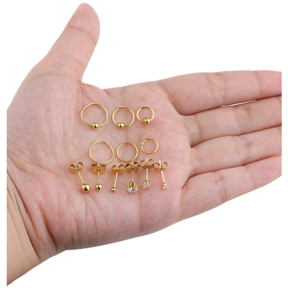 Jstyle 18 Pairs 20G Stainless Steel Tiny Stud Earrings For Womens Hoops Earrings Set Tragus Cartilage Piercing Jewelry