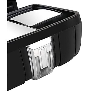 ORTUS UNI Power Heated Puddle Light turn Signal Towing Mirrors Pair (ABS,Black)