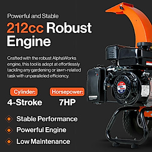 SuperHandy Mini Wood Chipper Shredder Mulcher Heavy Duty 7HP Compact Design 3" Inch Max Capacity