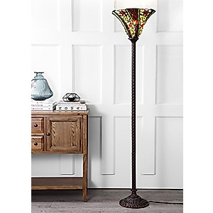 JONATHAN Y JYL8001A Williams Tiffany-Style 71" Torchiere LED Floor Lamp, Tiffany, Traditional, Art Nouveau Style, Office, Living Room, Family Room, Dining Room, Bedroom, Hallway, Foyer, Bronze