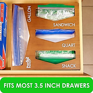 Panda Pantry Storage Bag Organizer with Magnetic Lid | Bamboo Kitchen Drawer Organizer and Bag Storage | Space-Saving Kitchen Drawer Organization | 12.5" x 12" x 3.25"