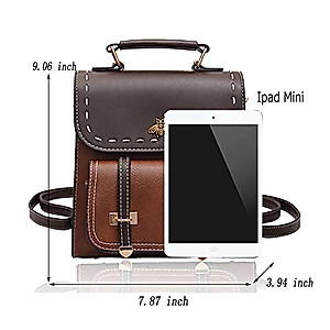 Fashion Women Backpack Mini PU Leather Backpack Travel Shoulder Bag for Girls Women Brown