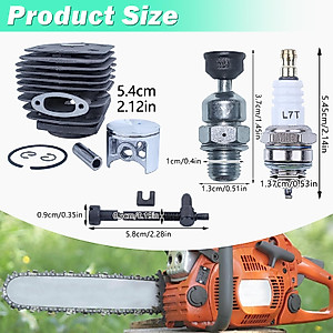 Adefol 54mm Cylinder Piston Carb 30pcs Kit for Husqvarna 288XP 181 281 288 Chainsaw with Intake Manifold Decompression Valve Choke Rod Chain Bar Plate Replacement Parts for 503506301 503 90 74-71