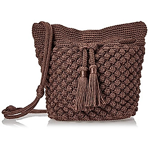 The Sak Womens Ivy Crochet Drawstring Bucket, Brown, One Size US