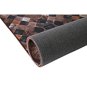 Faux Cowhide Contemporary Area Rug 6x9 Patchwork Heirloom Frescoes Polyester Rug with Cotton-Canvas Backing