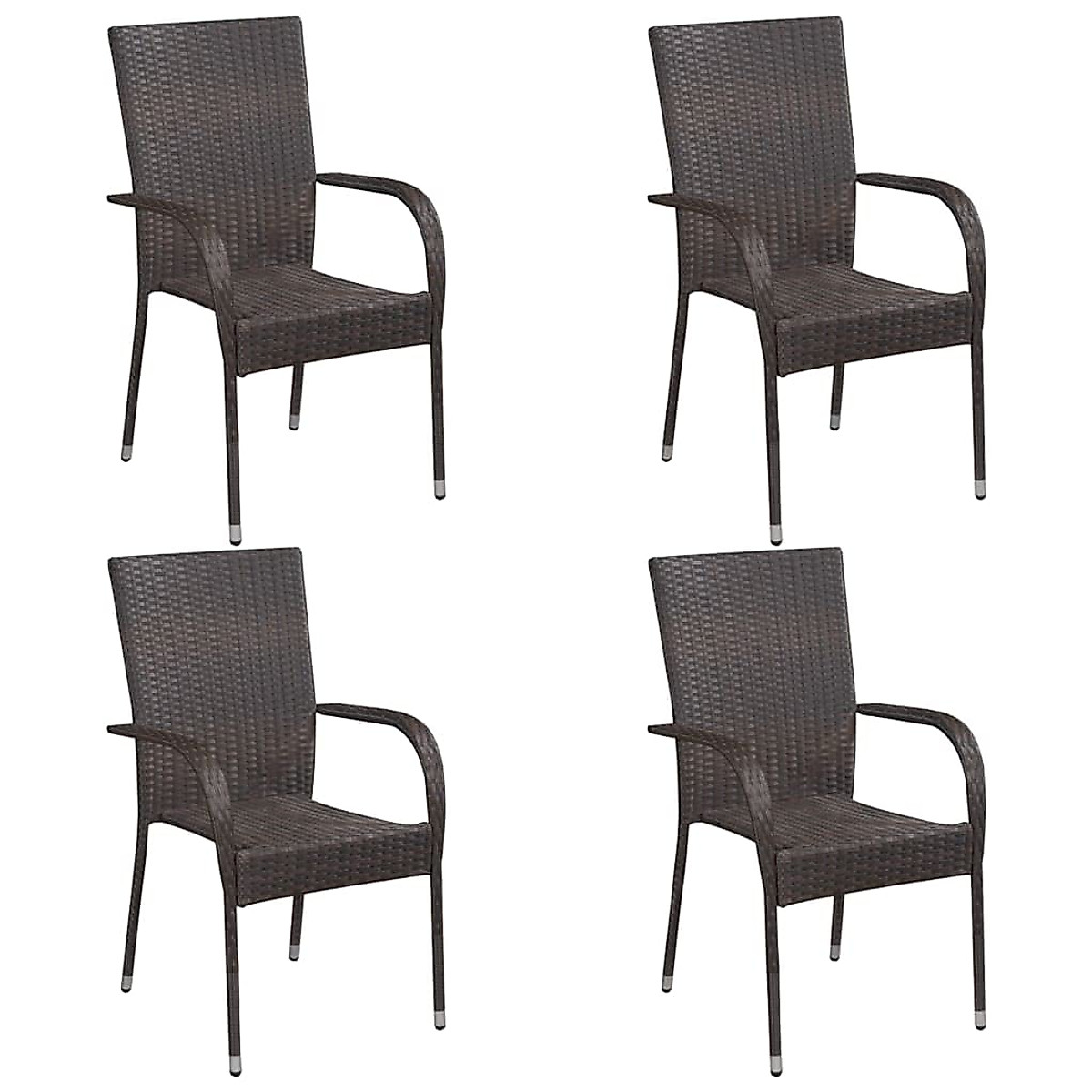 YUHI-HQYD 5 Piece Patio Dining Set,Outdoor Table Chairs,Balcony Furniture,Garden Dining Set Furniture,Afternoon Tea Suit,Conversation Furniture, Poly Rattan Brown