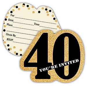 Haizct 15 Pack 40th Birthday Party Invitations With Envelopes,40th Party Invitations,40th Celebration,Birthday Party Invitations Cards For Adults