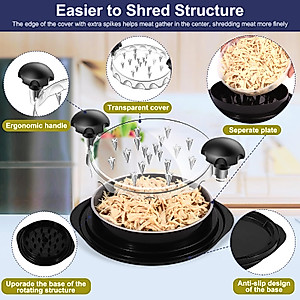 Chicken Shredder – Separate Plate, Automatic Soap Dispenser Cleaning Brush, Anti-Slip – Large 9.8” Chicken Breast Meat Shredder, Chicken Shredder Tool Twist, Dishwasher Safe, BPA Free