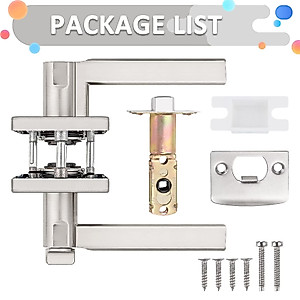 Probrico (5 Pack Square Door Lever Interior Bedroom or Bathroom Lever Door Handle, Privacy Door Lever in Satin Nickel,with Locking Keyless Lever for Right & Left Sided Doors Heavy Duty