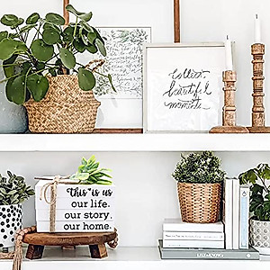 This Is Us Decorative White Books Set Our Life Our Story Our Home Book Stack with Twine Greenery Farmhouse Wooden Books This Is Us Tiered Tray Decor Rustic Home Decorations Coffee Table Books