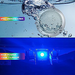 HUSUKU RS8 RGB 15000LM Underwater Marine Light for Boat, 7 Inch, 93LED DC 12V, All-metal body, IP68, Color Change LED Boat Light for Yacht Boat Transom Fishing Dock Pontoon