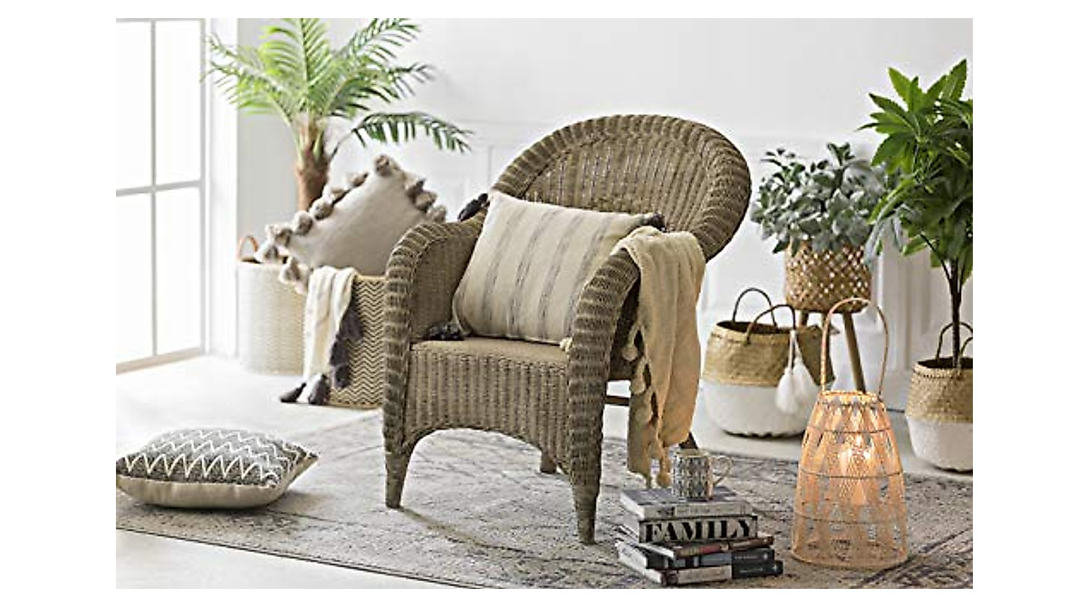 Creative Co-Op Woven Bamboo Floor Baskets with Wood Legs - Set of 3