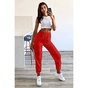 GOKATOSAU Women's Sexy Lounge Stretch Casual Jogger Drawstring Sweatpants with Pockets Red