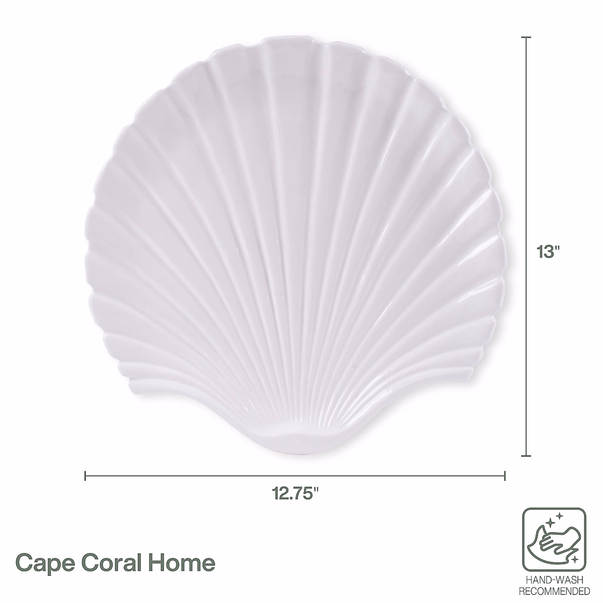 Fitz and Floyd Cape Coral Coastal Shell Platter, 13 Inch, White