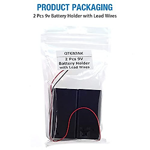 QTEATAK 2pcs 9v Battery Holder with Switch and Lead Wires