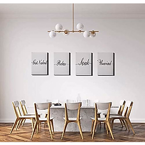 HERYNLRN Wall Art Painting Wash Soak Relax Unwind Bathroom Decor Sign Set of Four Photos Unframed Canvas Prints Looking Poster for Living Room,Bedroom Home Decoration,8"x10"