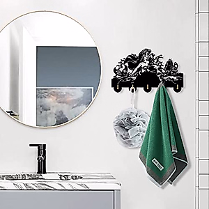 Disney Ariel Cartoon Key Hooks,Key Holder, Key Hanger, Wall Hooks,Wall Key Holder, Key Holders, Personalized Gift, Home, Housewarming Gift, Wedding Gift (H5) Black 12inch with 5 Hooks (3) (4)