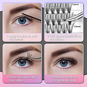 ETVITE Cluster Lashes 10D 20D Individual Lashes Lash Extension Clusters Soft Natural Look Handmade Volume Eyelash Clusters Home False Lashes (20D 10-14mm）