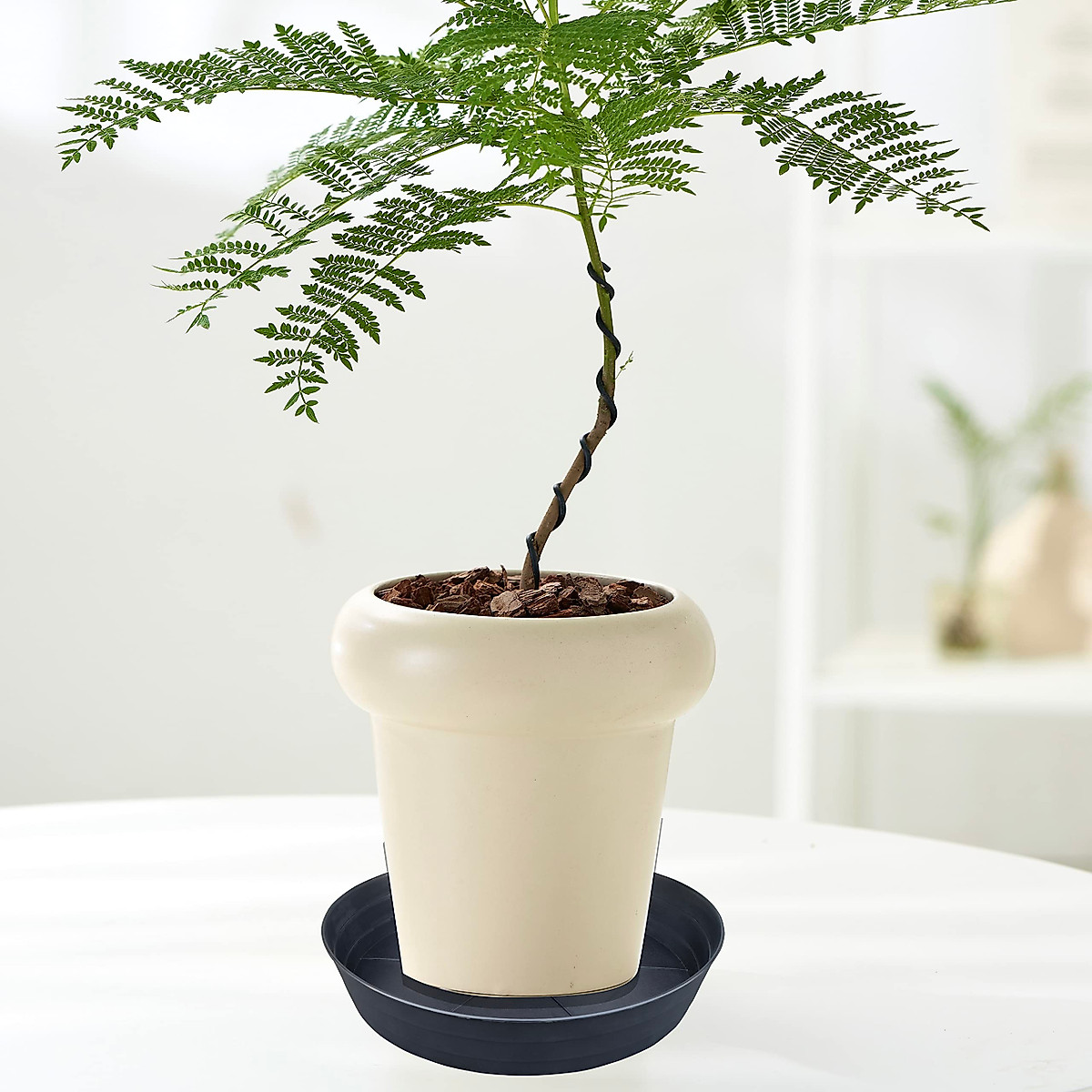 25 Inch Extra Large Plant Saucers, Extra-Deep 4.25 in Black Drip Trays for Flower Pot, Heavy Duty Drainage Tray Indoors No Holes, 2 Pack Plastic Planter Plate Water Catcher for Pots Base 20 21 22 in