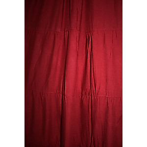 Beautybatik Maroon Women Boho Gypsy Long Maxi Tiered Peasant Skirt 3X