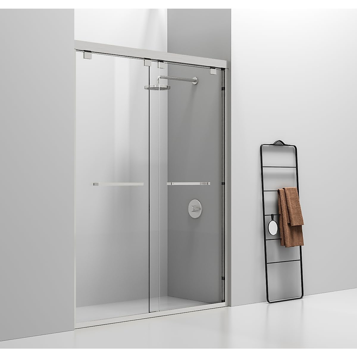 Elegant Kitchen and Bath SD303-6076BNK Semi-Frameless Shower Door 60 x 76 Brushed Nickel