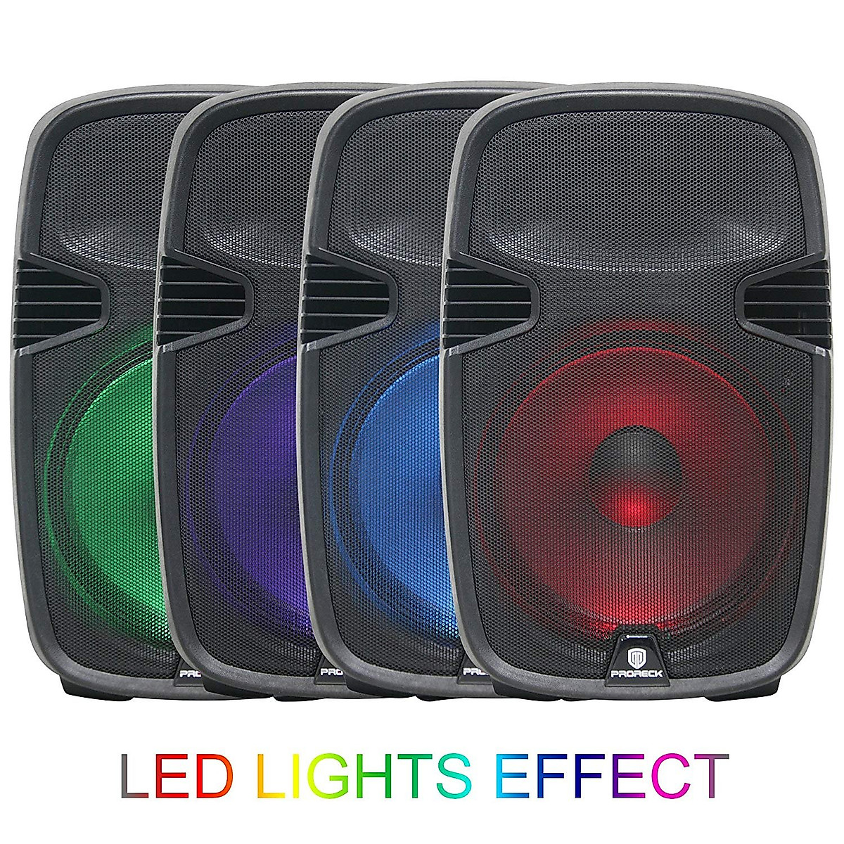 PRORECK PR-C15 Portable 15-inch 600 Watt 2-Way Powered Dj/PA Speaker with Bluetooth/USB/SD Card Reader/FM Radio/Remote Control/LED Light/Speaker Stand, Black
