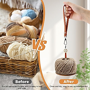 Portable Wrist Yarn Holder Yarn Spinner for Crocheting Wrist Yarn Ball Minder Stand with Leather Wristband Wooden Twirling Mechanism Spinning Needles for Knitting Crocheting