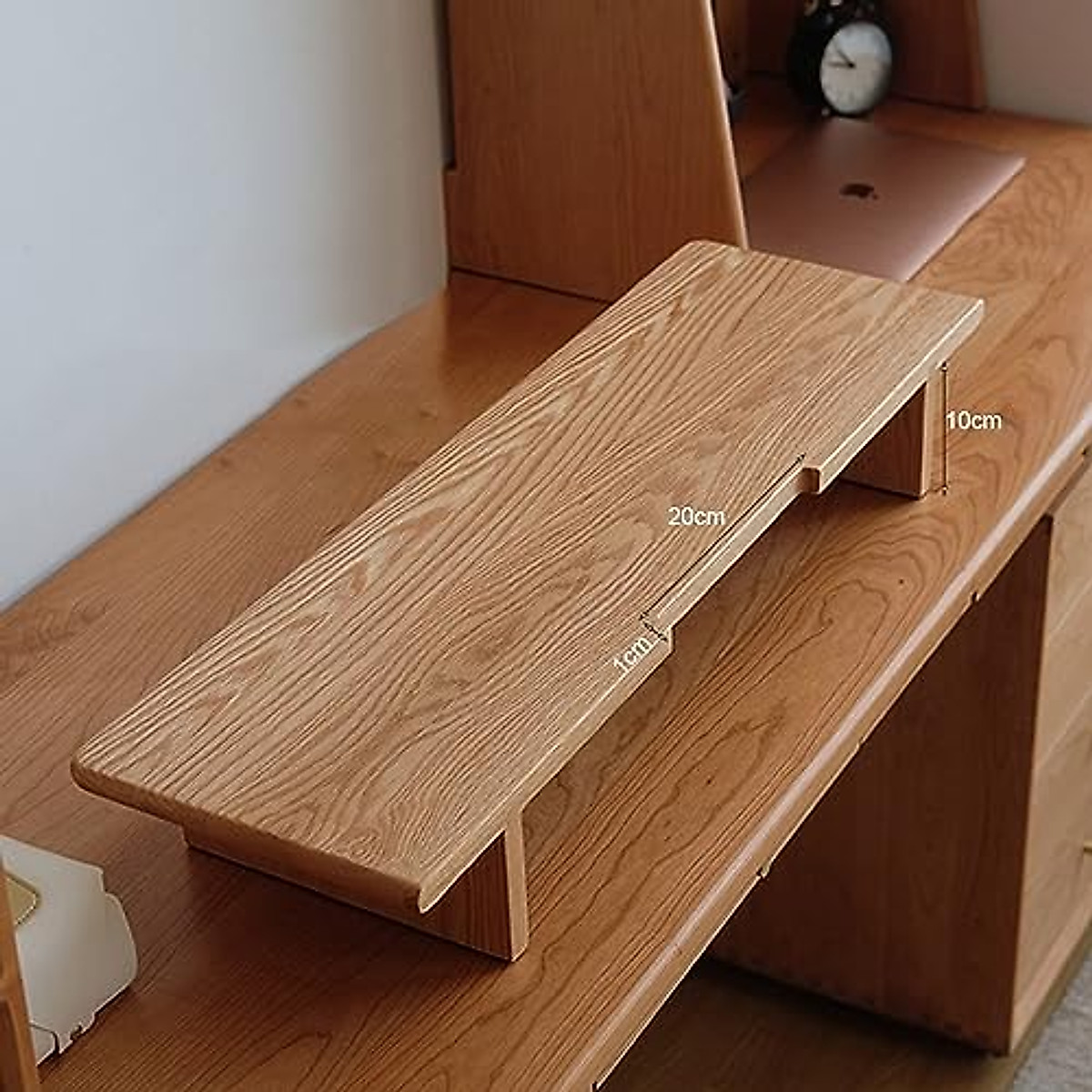 NOODCO Large Solid Wood Monitor Stand Riser Ergonomic Modern Long Computer Monitor Shelf Heavy Duty Oak Desktop Riser Desk Laptop Stand Printer Stand Organization Home Office (Size : 80cm)