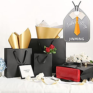 JINMING 12 Extra Large Gift Bags 16x6x12 Inches, Matte Black Gift Bags, Premium Gift Bags with Handles for All Occasions
