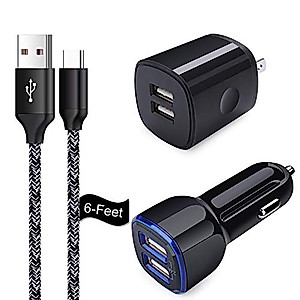 Dual Wall Charger USB C Car Charger Android Phone Type C Charger Cord Samsung Fast Charging Cable for Samsung Galaxy A13/A52S/S22 Ultra/A73/A03S/A53/A12/A33/A23/A32/S21FE/S21/S20/Pixel 7 6 Pro 6a 
