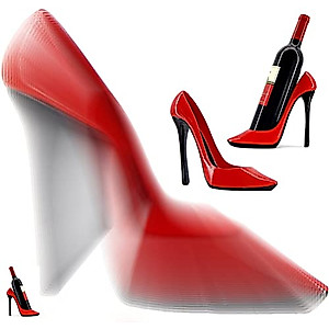 Bellaa 21381 Wine Bottle Holder Shoe Red Black High Heel Shaped Stiletto 8 Inch Tall