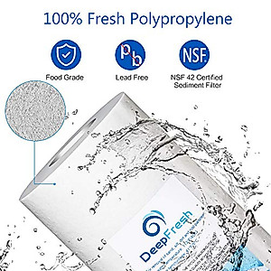 DeepFresh 5 Micron 10" x 2.5" Whole House Sediment Water Filter Replacement Cartridge Compatible with Any 10 inch RO Unit for Removal of Sand, Silt, Dirt (8 Pack, 5 Micron)