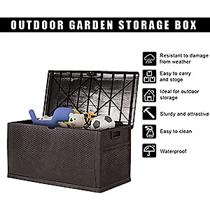 DACUN Safety Certification Large Deck Box Outdoor Storage Boxes 120 Gallon / 460L Waterproof & Lockable Storage Container Box for Patio Furniture, Outdoor Cushions, Garden Tools & Pool Supplies