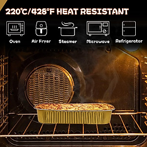 ABuff 100 Pack Mini Loaf Pans with Lids, 6.8oz Aluminum Foil Disposable Baking Pans With Lids and Spoons, Rectangle Pans Tins Containers Cake Pans for Brownie Cake Cheesecake - Gold