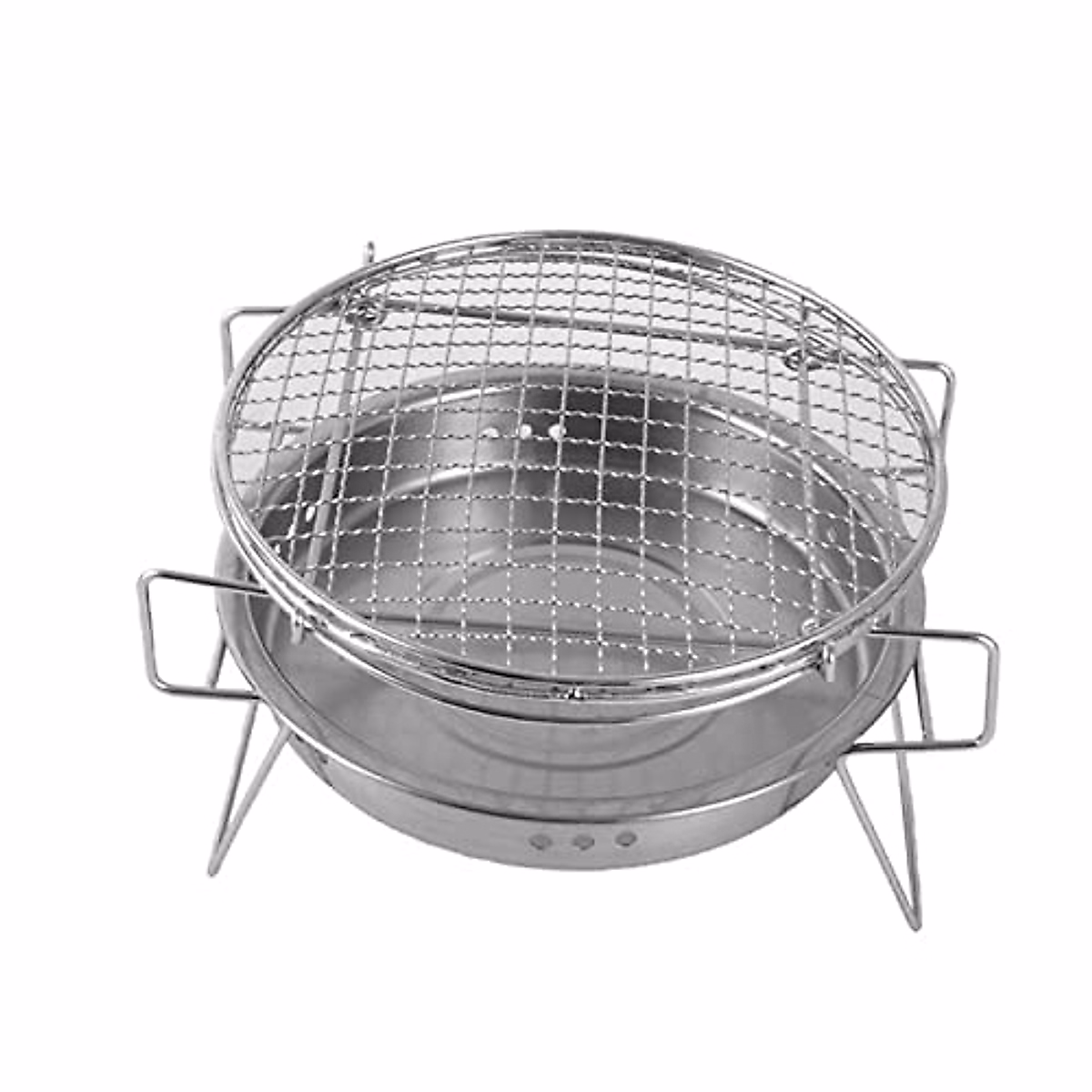 TAMYID Charcoal Grills, Outdoor BBQ Grill Charcoal Rack Grate Mini Round Grill Portable Camping Pot Baking Cooking Grill Barbecue Mesh Wood Coal Stove