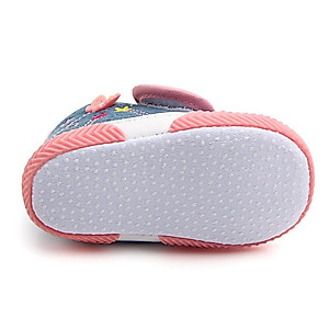 OAISNIT Baby Canvas Shoes - Infant Boys Girls Crib Shoes Toddler Denim Sneakers First Walkers for 0-18 Months (4.6 inches (6-12 Months), Pink)