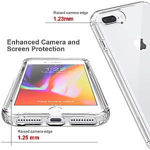 APLO iPhone 8 Plus Case, iPhone 7 Plus/6 Plus Case with Screen Protector, Clear 360 Full Body Coverage Hard PC & Soft Silicone TPU 3in1 [Certified Military Protective] Shockproof Phone Cover, Clear