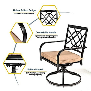 SUNCROWN 7 Pieces Outdoor Dining Set Metal Swivel Cushioned Chairs Patio Furniture Sets with Steel Slat Bistro Table for Backyard, Lawn, Garden