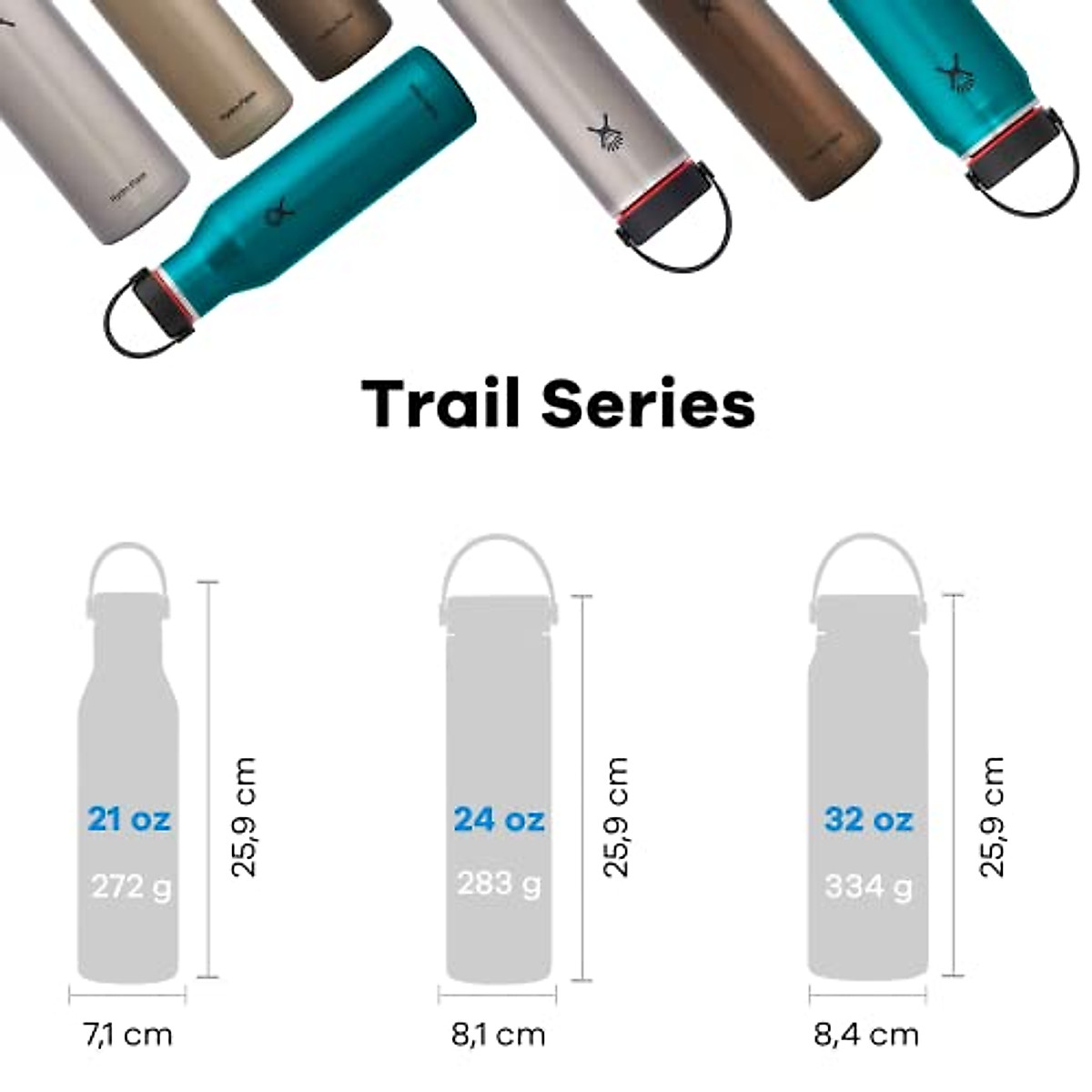 Hydro Flask 21 oz. Lightweight Trail Series Water Bottle- Stainless Steel, Reusbale, Vacuum Insulated with Standard Mouth