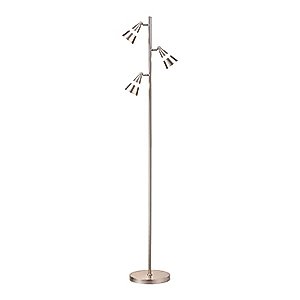 O’Bright Ash - 3-Light LED Tree Floor Lamp, Dimmable 3-Head LED, Multidirectional Standing lamp, Adjustable Multi-Shade, Swivel Cone Floor Lamp for Living Room, Bedroom, Brushed Nickel