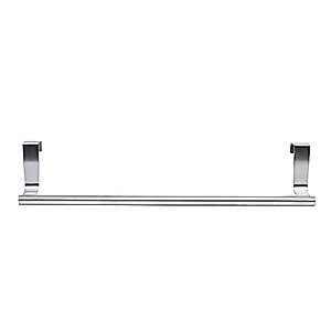 Mziart Towel Bar with Hooks for Bathroom and Kitchen, Brushed Stainless Steel Towel Hanger Over Cabinet Door (14inch)