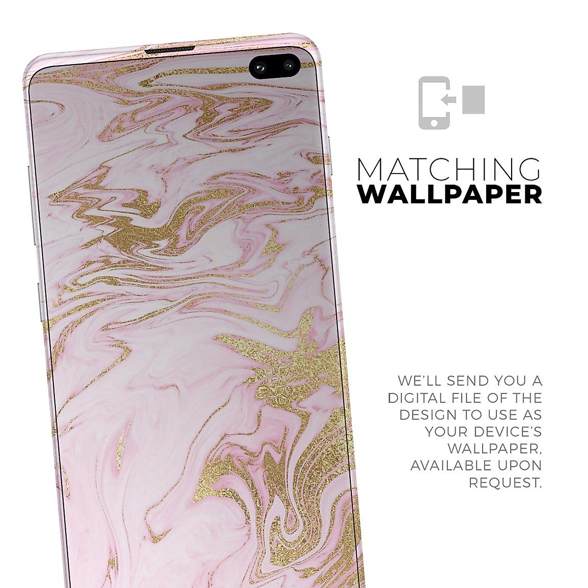 DesignSkinz Rose Pink Marble & Digital Gold Frosted Foil V14 Protective Vinyl Decal Wrap Skin Cover Compatible with The Samsung Galaxy S20 (Screen Trim & Back Glass Skin)