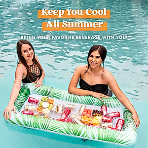 Sloosh 2-Pack Inflatable Serving Bars Cooler - Leaf Pattern Inflatable Cooler Ice Buffet Salad Serving Trays with Drain Plug, Food Drink Cooler for Indoor Outdoor Summer Picnic Pool Beach Luau Party