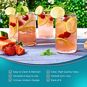 Can Shaped Drinking Glasses 16 oz - 6 Pack Beer Can Glass Cups Set, Clear Pint Beer Glasses for Soda, Water, Iced Coffee, Whiskey, Cocktails, Unique, Aesthetic Kitchen Drinkware, Dishwashable - 16oz