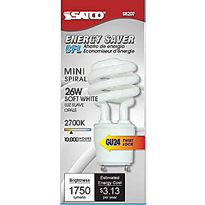 (6-Pack) Satco S8207 26-Watt 2700K GU24 Base Mini Spiral Compact Fluorescent Lamp, 120W Equal6