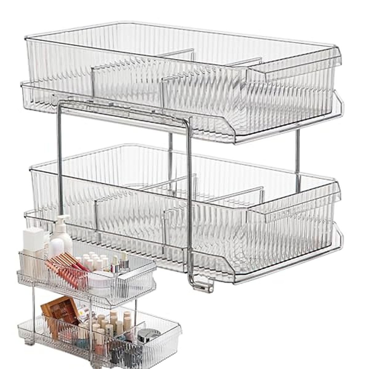 Storage Rolling Cart, 2 Tiers Moving Cart, Rotatable Utility Cart, Multifunctional Rolling Drawer Cart, Removable Rolling Storage Trolley with Wheels, Mobile Storage Organizer, Storage Cart for Book
