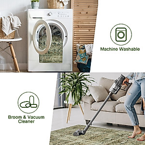 LIVEBOX 9x12 Area Rugs, Ultra-Thin Large Rugs for Living Room Non-Slip Vintage Distressed Print Rug, Retro Indoor Washable Rugs Carpet for Dining Room Bedroom Home Office