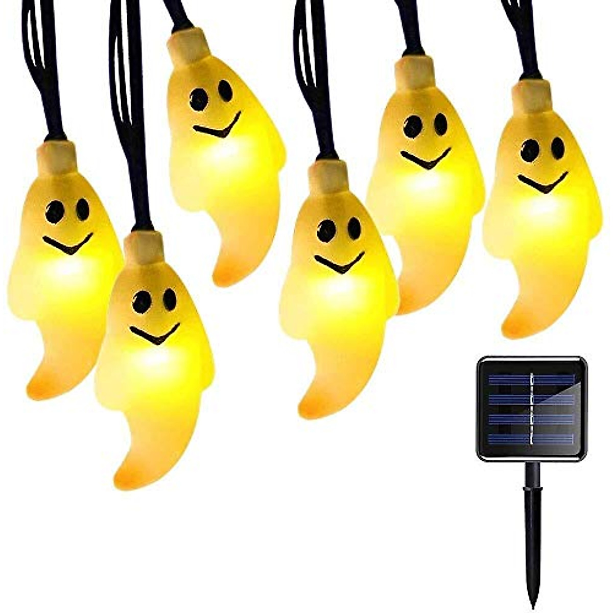 LIUPENGWEI Solar Outdoor Rodgersia String, 30 LED Ghost Globe-Shaped Solar Fairy Lights for Home, Party, Holiday, Christmas Decorations (Warm White) Garden Ghost Light